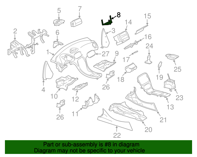 230-628-00-14 - Passenger Air Bag Bracket 2003-2012 Mercedes-Benz ...
