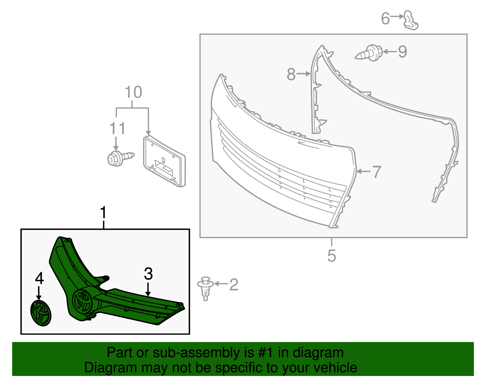 Genuine Toyota Grille Assembly part# 53100-02570 for 2014-2016 Toyota ...