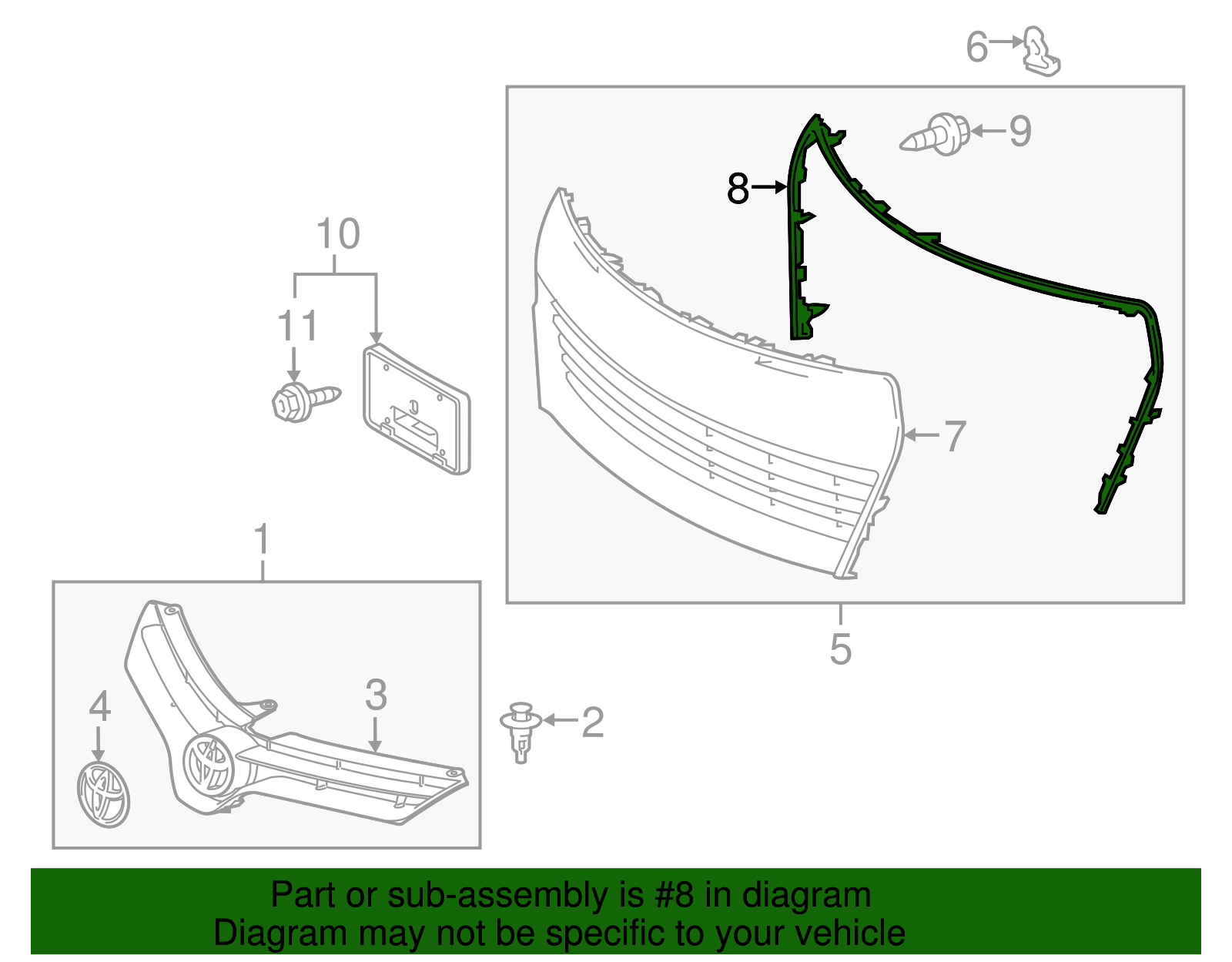 Genuine Toyota Grille Surround part# 53126-02090 for 2014-2016 Toyota ...