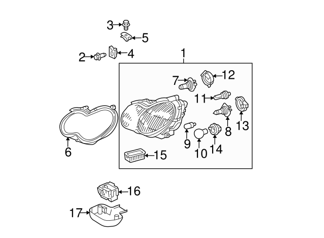 203-826-02-91 - Headlight Seal 2001-2007 Mercedes-Benz ...