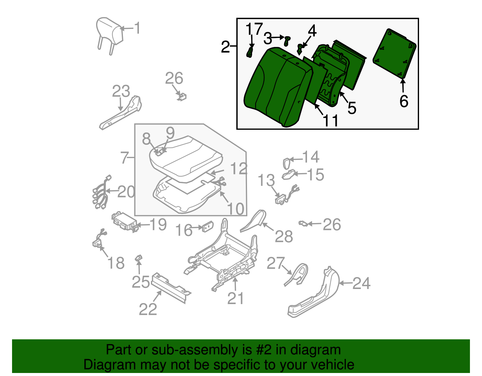 2007-2008 Nissan Maxima Seat Back Assembly 87650-ZK53C | Bill Kay ...