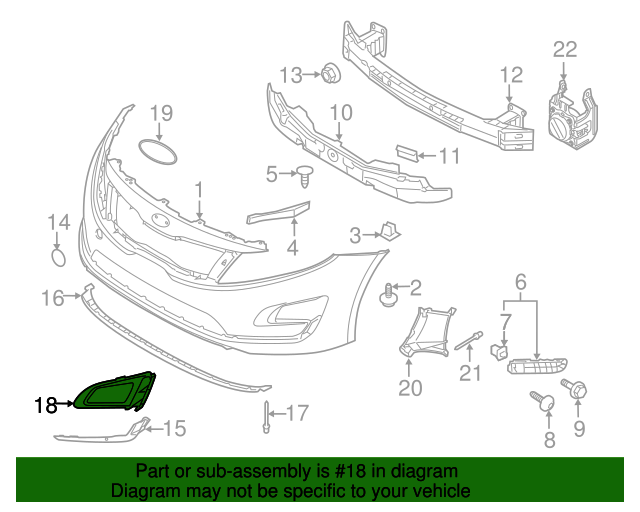 2014-2016 Kia Optima Fog Light Trim 86551-4U500 | TascaParts.com