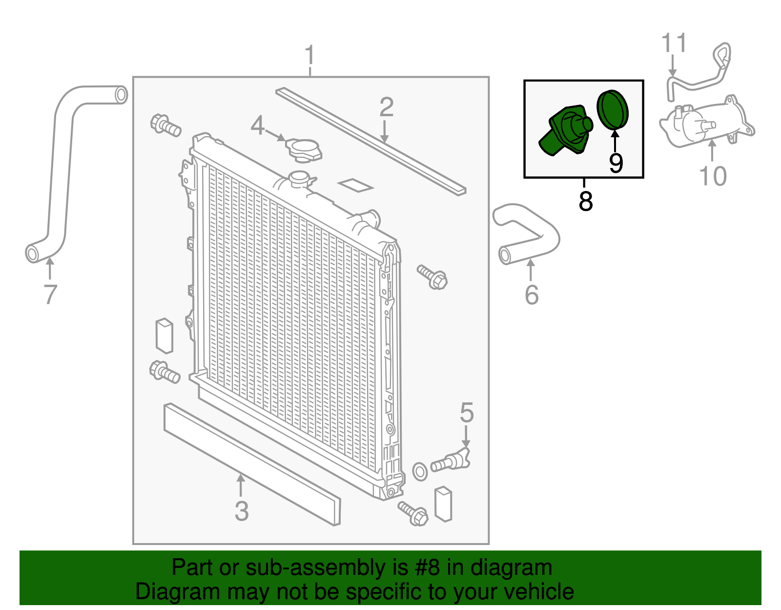 2007-2022 Toyota Water Inlet Sub-Assembly, With Thermostat 16031-0S010 ...