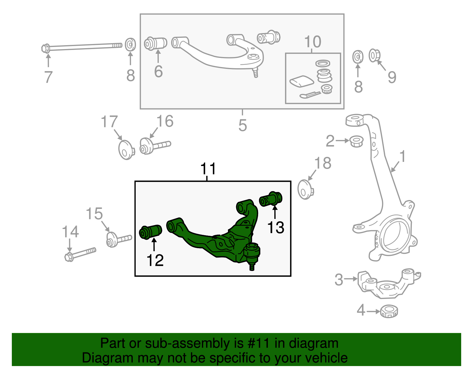 2016-2023 Toyota Tacoma Suspension Control Arm (Left, Front, Lower ...