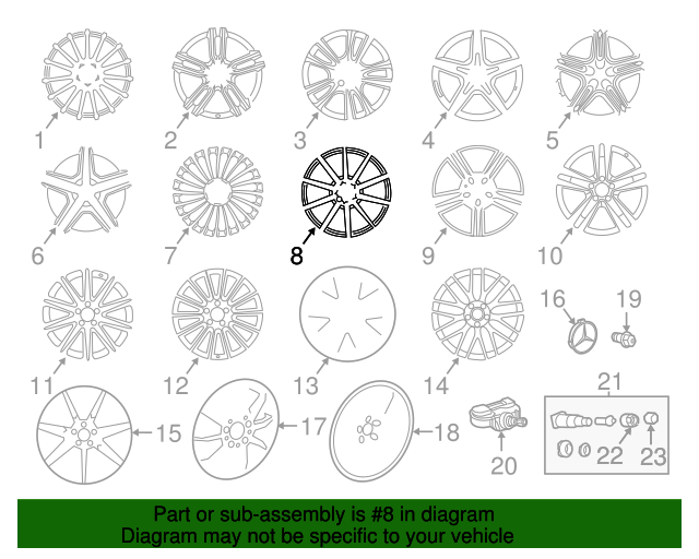 231-401-23-02-7X36 - Wheel - Matte Black - Rear 2013-2018 Mercedes-Benz ...