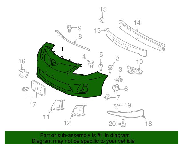 52119-03902 - Cover Front Bumper L 2011-2013 Toyota Corolla | Longo ...