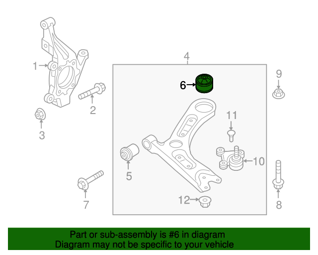 2016-2019 Hyundai Sonata Lower Control Arm Rear Bushing 54584-E6100 ...