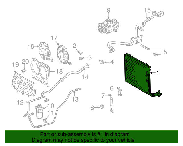 202-830-05-70 - A/C Condenser 1994 Mercedes-Benz C 280 | Mercedes-Benz ...
