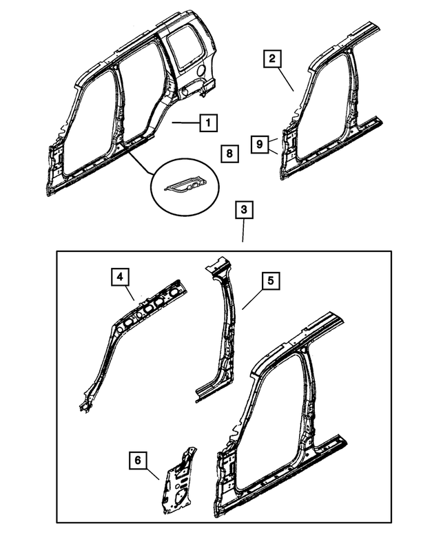 2002 Jeep Liberty Front Pillar Reinforcement, Right 55176960AD | QuirkParts