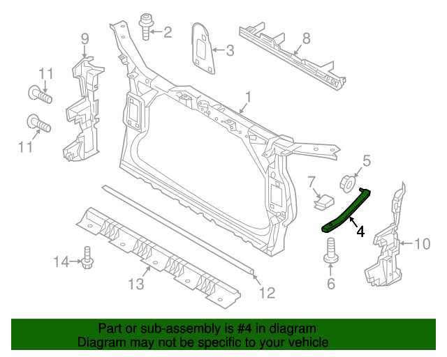 8R0-805-528-A - Radiator Support Panel Brace 2009-2017 Audi ...