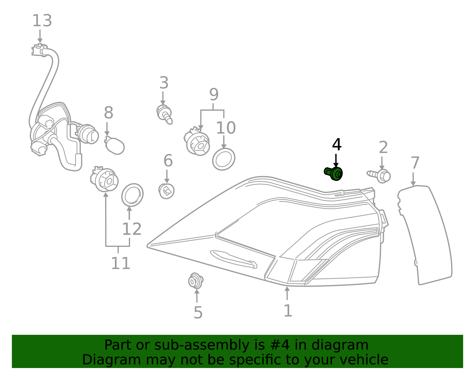 Genuine Toyota Tail Lamp Assembly Grommet part# 90189-06242 for 2016 ...