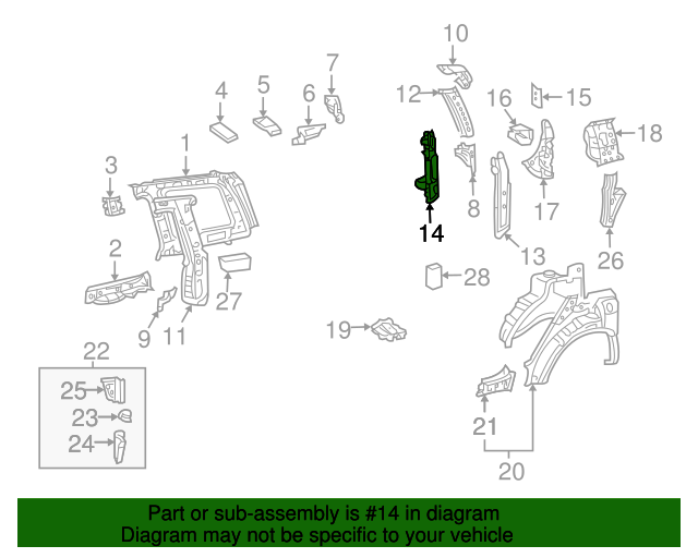 OEM 2004-2007 Toyota Highlander Corner Panel Part # 61734-48040 ...