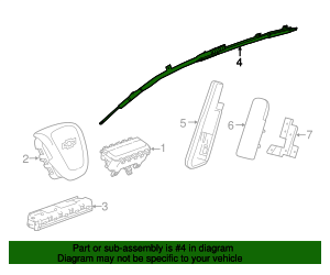 2018-2022 GM Driver Side Front and Rear Row Roof Rail Airbag 42642859 ...