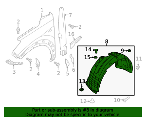 2019-2021 Hyundai Tucson Fender Liner 86811-D3500 | QuirkParts