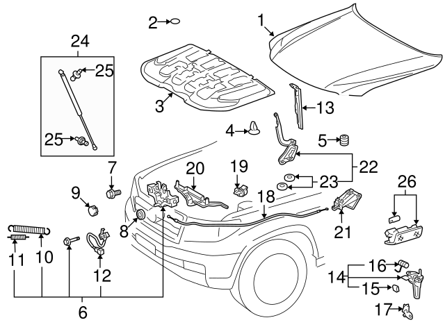 53209-60120 - Hood Latch Support 2008-2015 Lexus LX570 ...