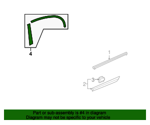 67824-SNA-A01ZA - Tape Set R Rear Door Sash *NH70* (Flat Black) - 2006-2008 Honda Civic ...