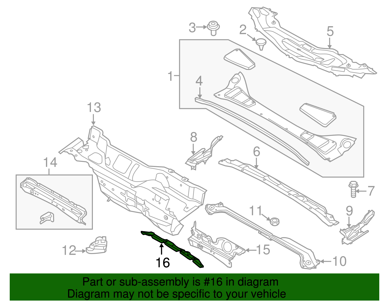 CP9Z-5801492-A - Cowl Insulator 2012-2018 Ford Focus | Big 3 Auto Parts