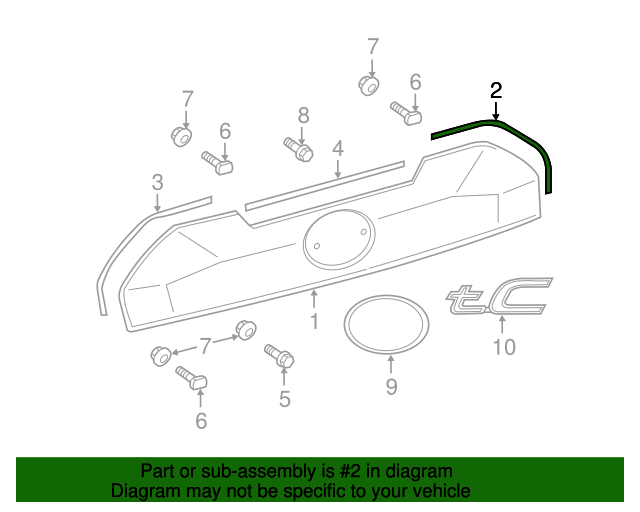 2011-2016 Scion tC Molding Seal 76821-21060 | Toyota Parts Center