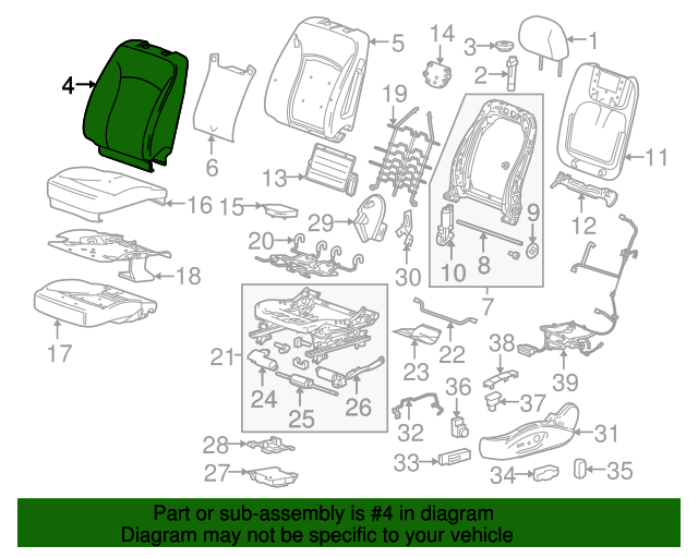 20844374 GM Light Cashmere Driver Seat Back Cover | GM Parts Store