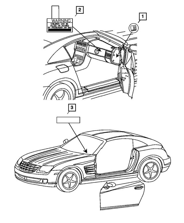 2008 Chrysler Crossfire Air Bag Warning Label 68021215AA | Mopar Estores