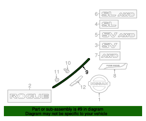 90810-7FL0A - Finish Molding - 2014-2020 Nissan Rogue | Nissan OEM ...