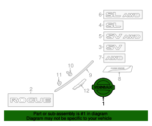 2014-2019 Nissan Rogue Emblem 84890-4CL0A | TascaParts.com