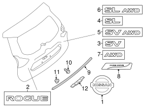 2014-2019 Nissan Rogue Finish Molding 90810-7FL0A | Nissan Parts Plus