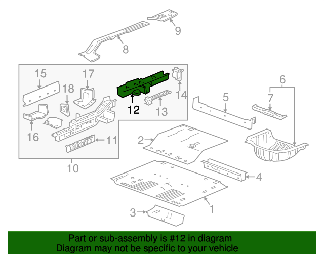 2018-2020 GM Rear Rail 84510125 | GMPartsDirect.com