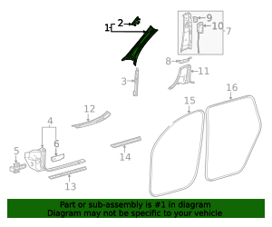 167-690-51-00-9K30 - Windshield Pillar Trim 2020-2021 Mercedes-Benz ...