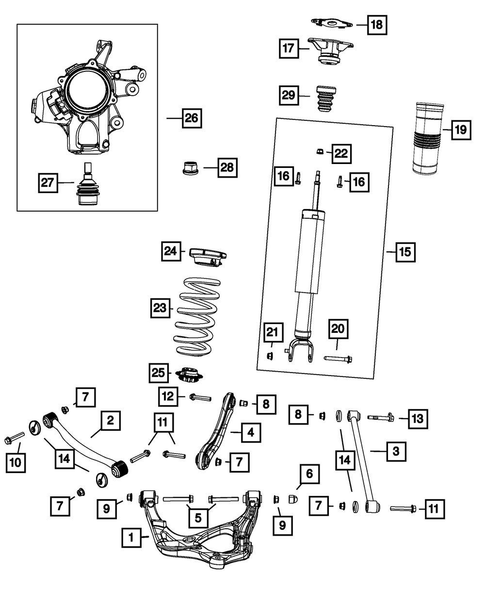 2011-2015 Jeep Grand Cherokee Suspension Shock Absorber Kit 68069677AE ...
