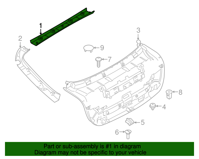 2015-2020 BMW Upper trunk lid trim panel 51-49-7-345-584 ...