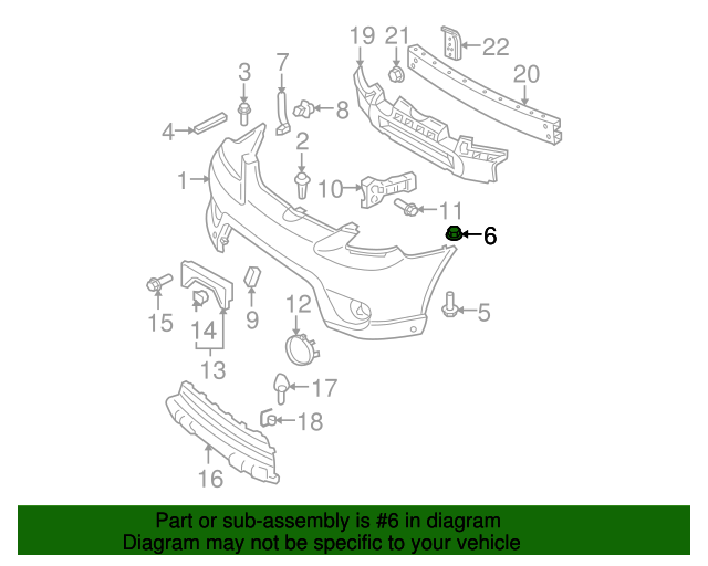 2003-2008 Toyota Bumper Cover Bracket 52147-02030 | Toyota Parts Center