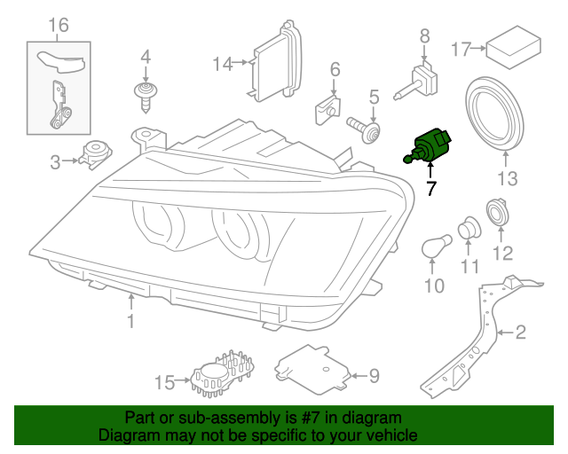 63117263050 - 2010-2017 BMW Headlamp Assembly Adjuster (63-11-7-263-050 ...