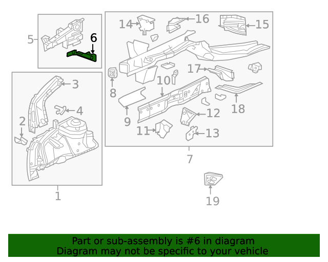 2016-2020 Buick Envision Driver Side Front Engine Compartment Rail (to ...