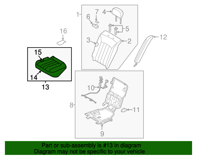 89100-3NAA1-XIT - Seat Cushion Foam 2012-2013 Hyundai Equus ...