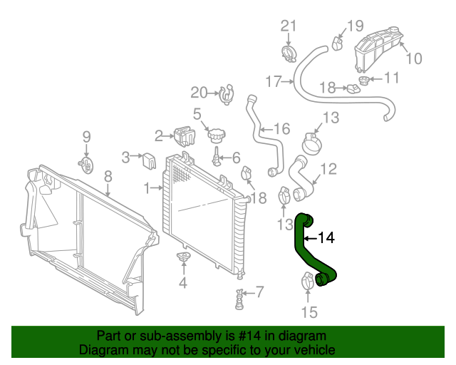 210-501-22-82 - Radiator Coolant Hose 1996-1997 Mercedes-Benz E 320 ...
