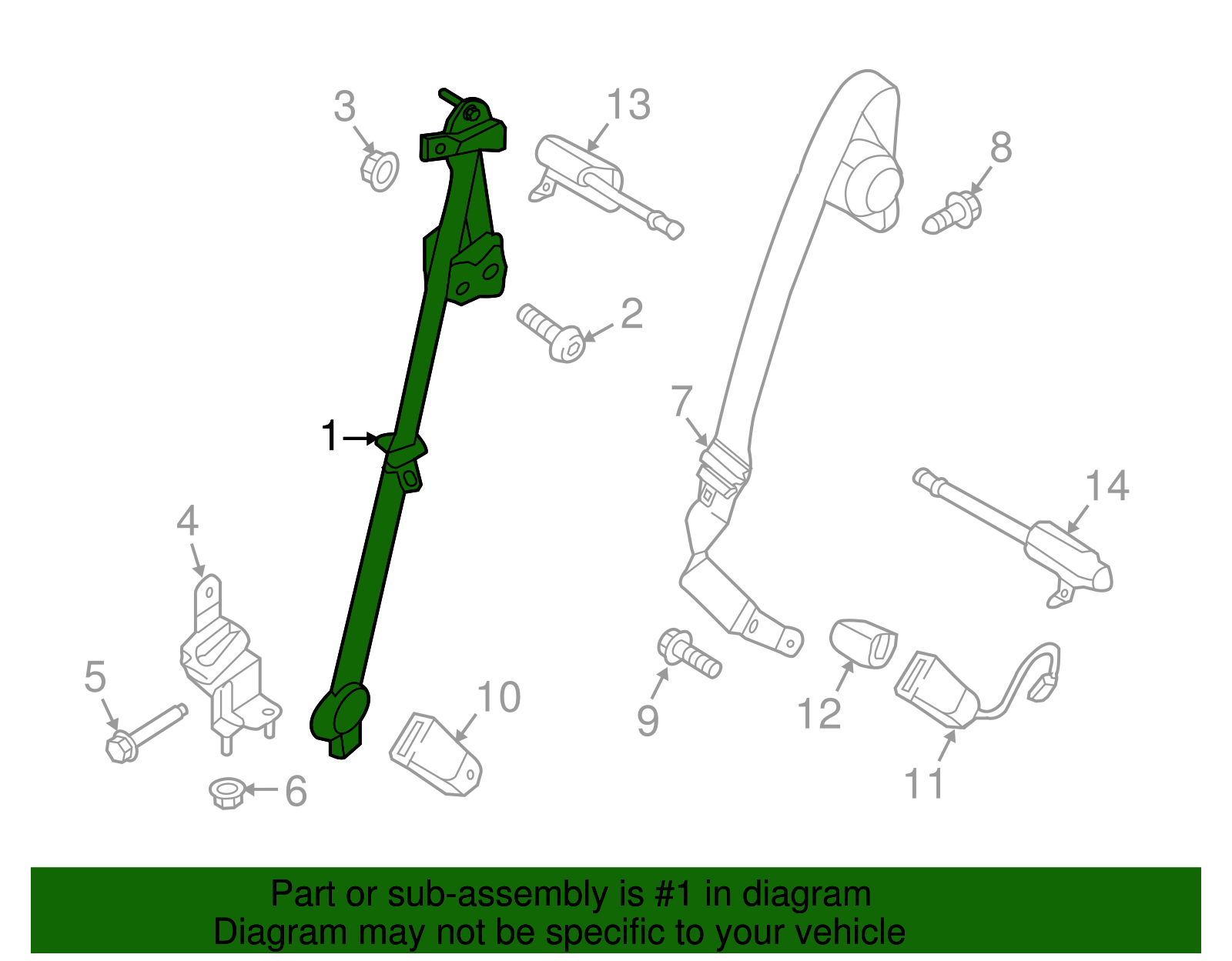 OEM Ford Lap & Shoulder Belt For 2016-2018 Lincoln MKX - Part No. FA1Z ...