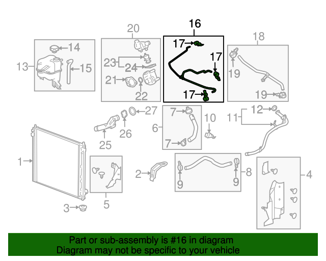 2008-2011 Cadillac Radiator Surge Tank Inlet Hose 25800336 GM ...