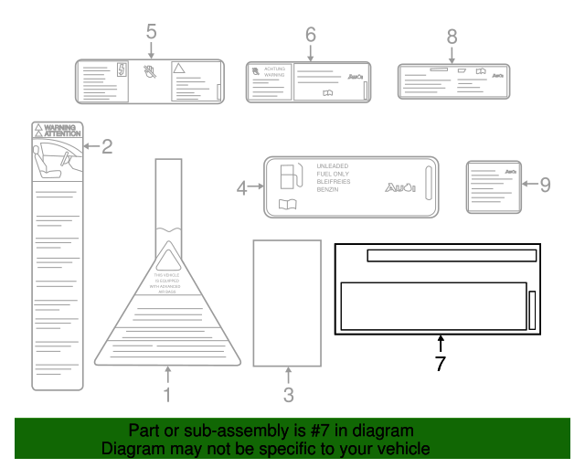 2012-2018 Audi Tire Information Label 4G0-010-502-FH | AutoNationParts.com