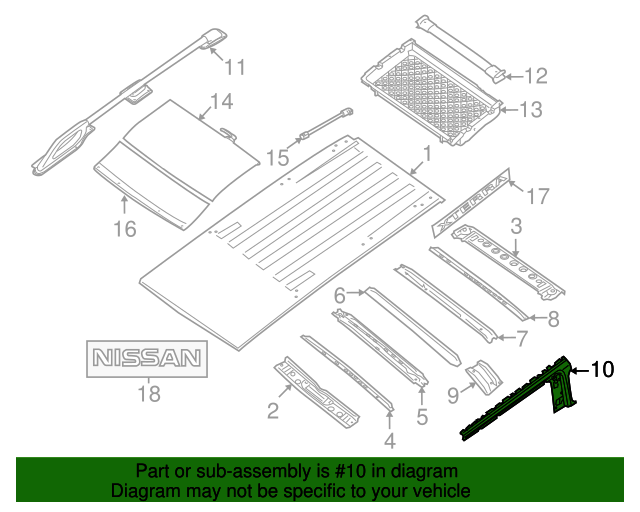2005-2015 Nissan Xterra Roof Rail 76314-EA030 | QuirkParts