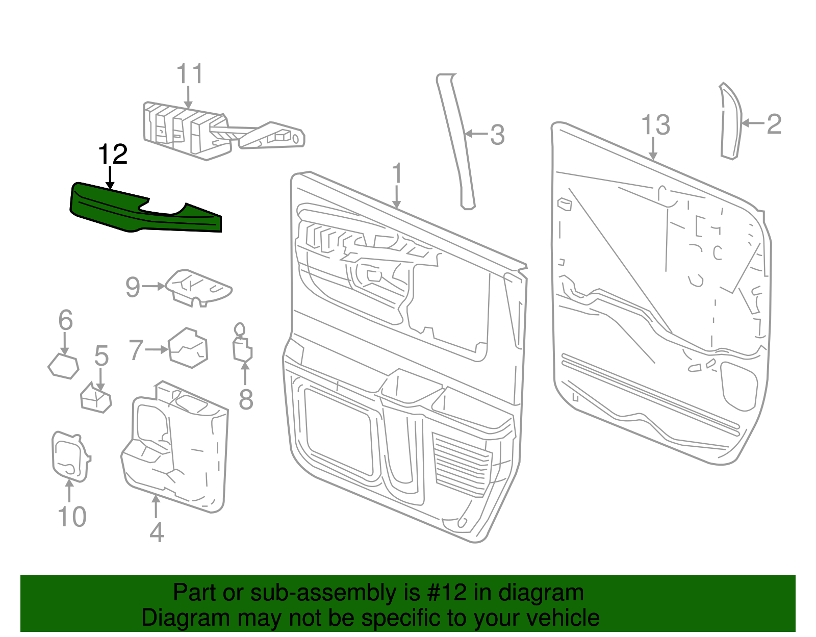 2003-2015 GM Medium Neutral Front Passenger Side Door Pull Handle Cover ...