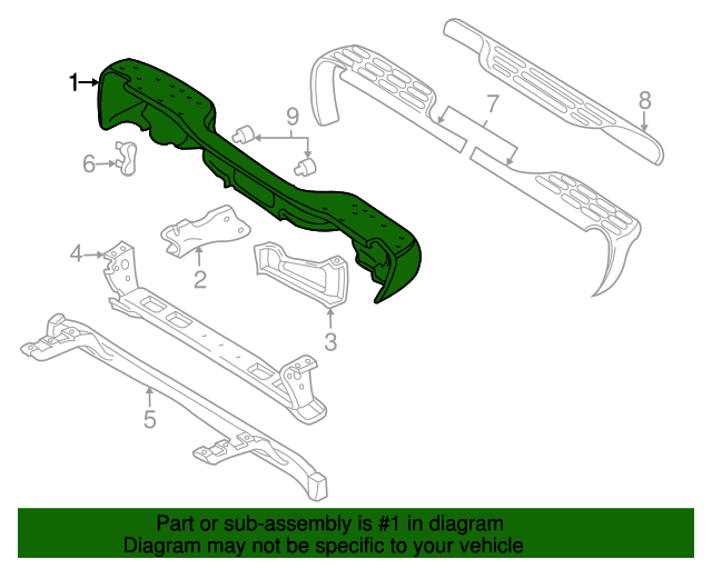 1999-2007 GM Rear Bumper Impact Bar 12473000 GM | GMPartsDirect.com