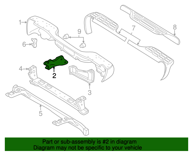 1999-2007 GM Passenger Side Rear Bumper Impact Bar Bracket 15705674 GM ...