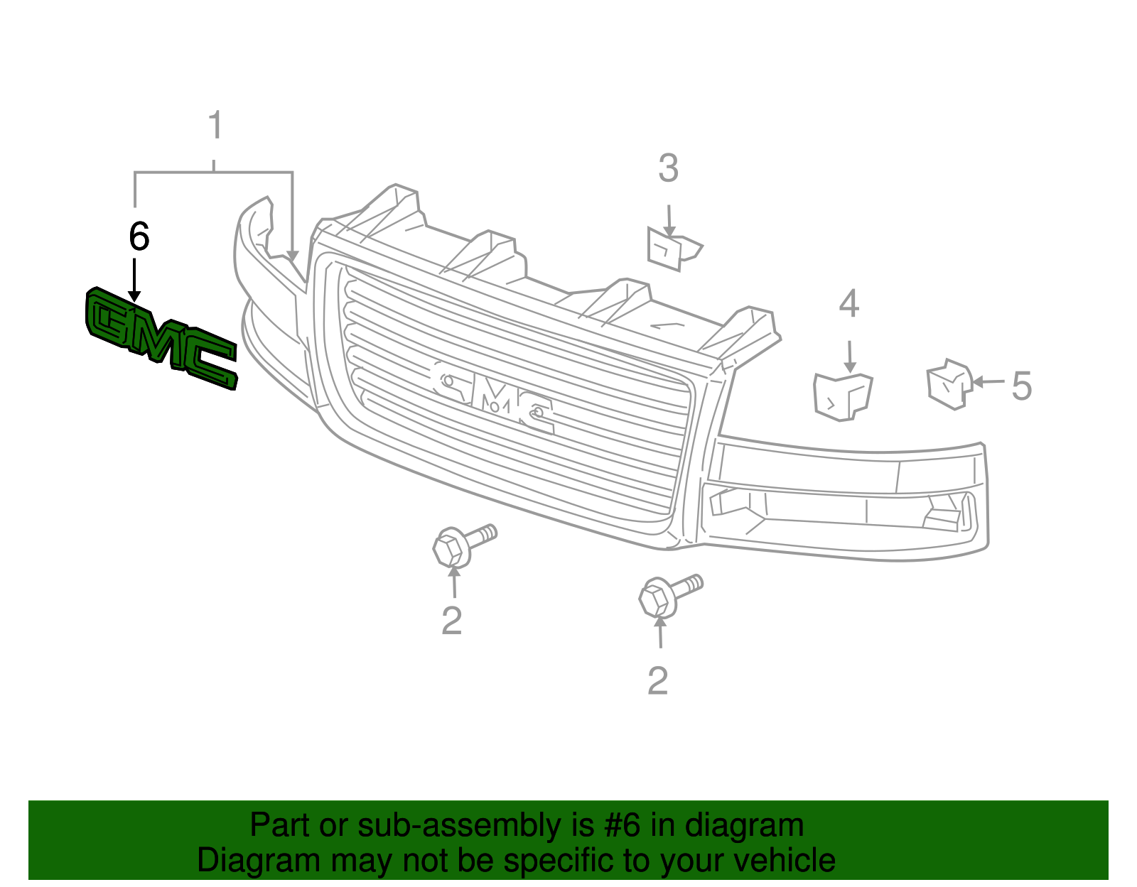 1999-2025 GMC Front Grille GMC Logo 22881265 GM | GMPartsDirect.com