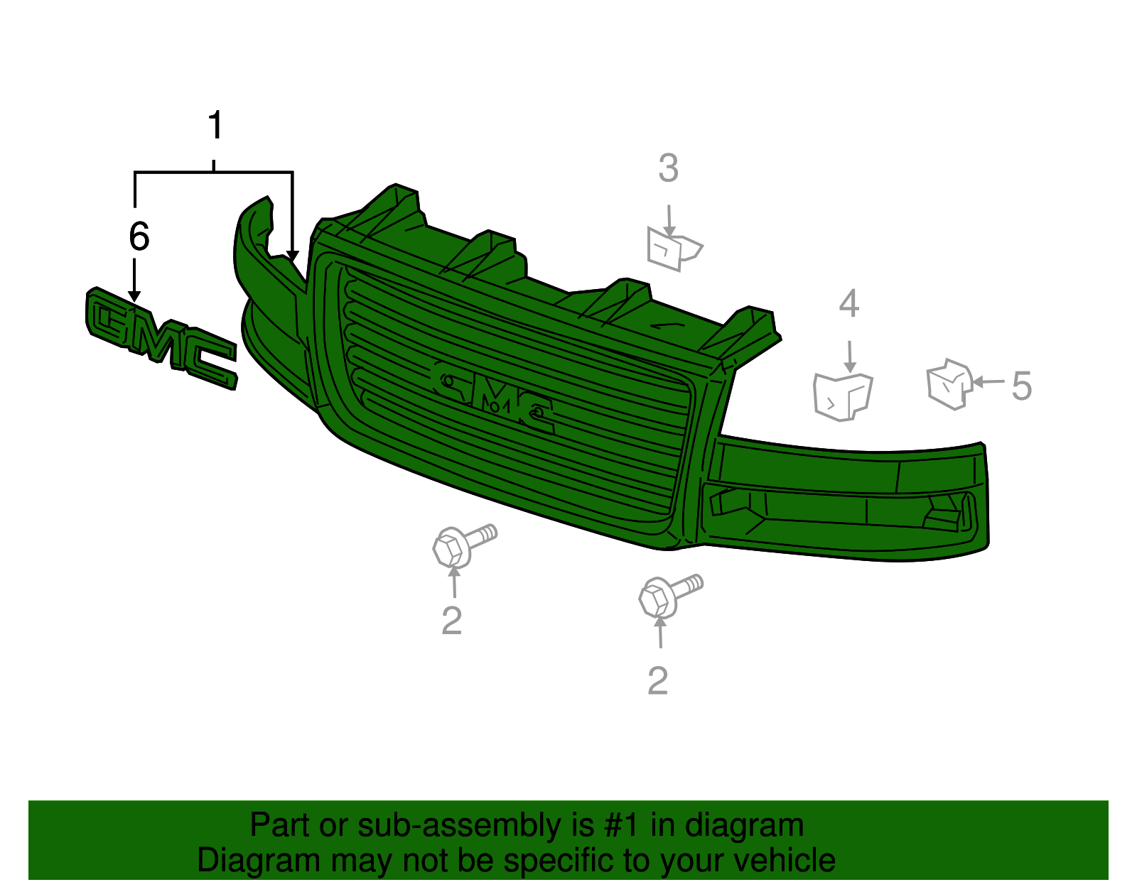 2003-2025 GMC Front Grille 84689071 | GM OEM Parts Outlet