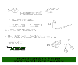 75445-0E130 - Nameplate 2021 Toyota Highlander | Longo Toyota Parts