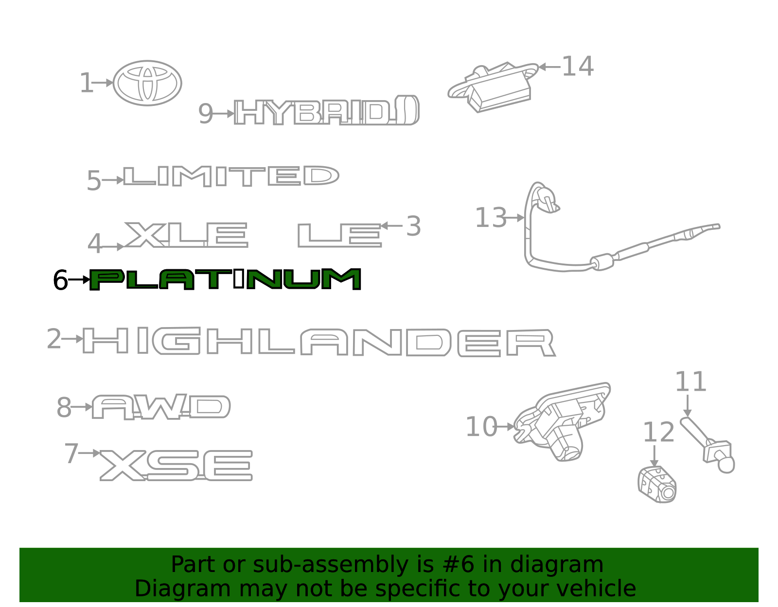 2020-2024 Toyota Highlander Nameplate 75445-0E140 | Toyota Parts Center