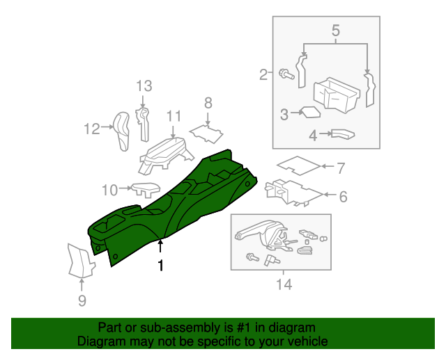 83450-TM8-A01ZA - Console, Center *NH686L* (Warm Gray) 2010-2011 Honda ...