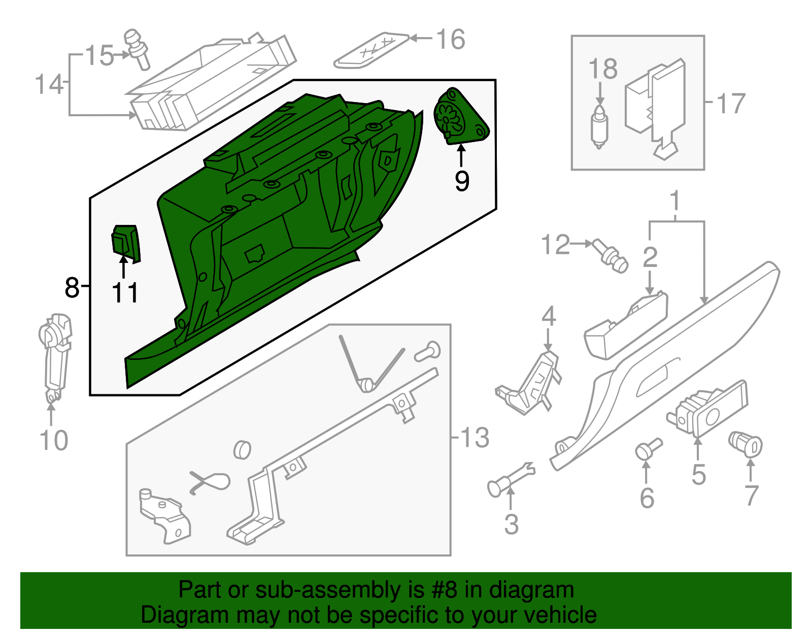 2011-2017 Volkswagen Touareg Glove Box Frame 7P1-857-114-H-H67 ...