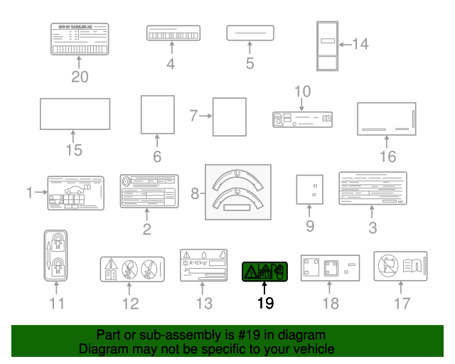 2014-2022 Mercedes-Benz Hybrid High Voltage Information Label 000-584 ...